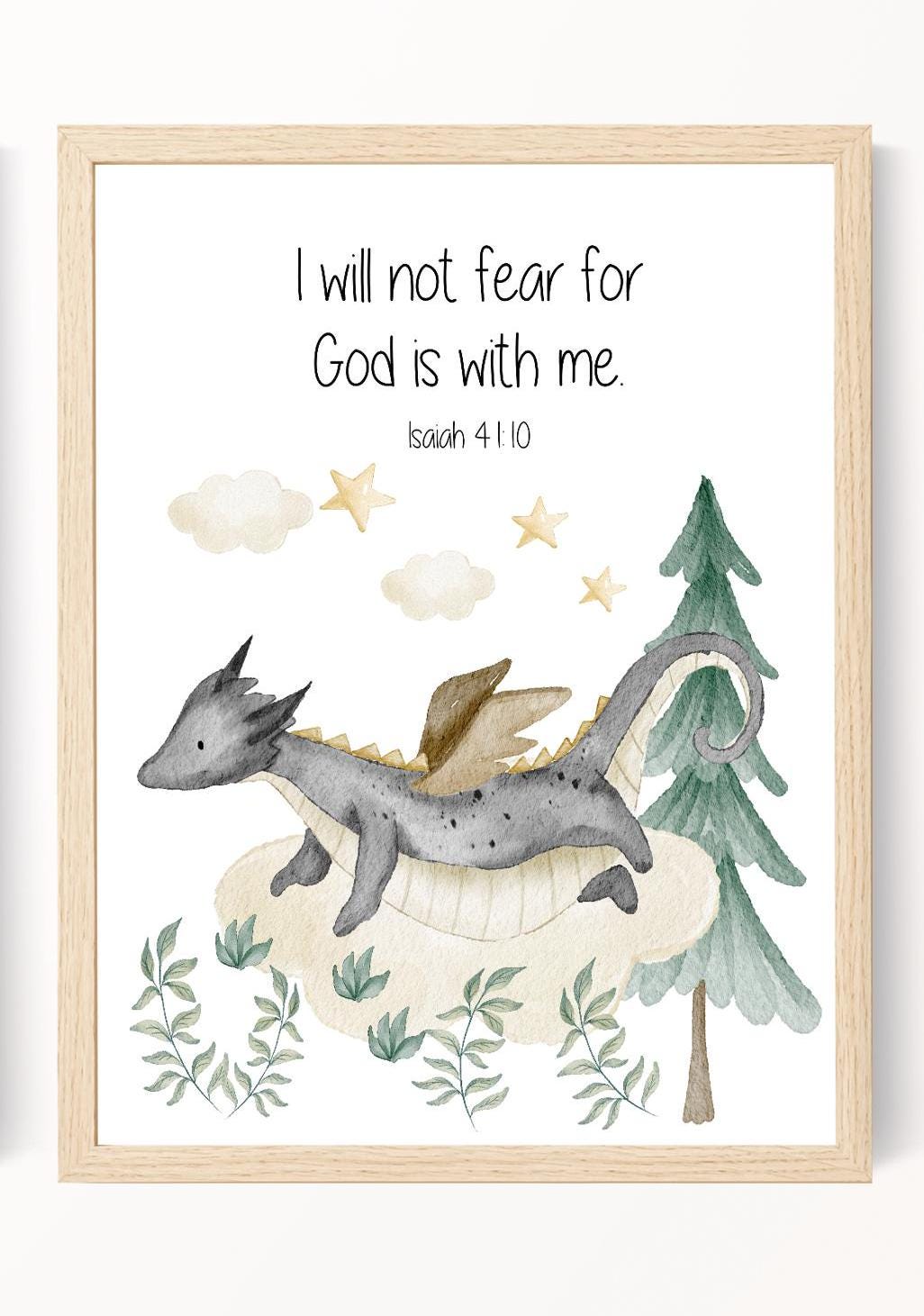 Dragon Nursery, Bible Verse Wall Art, Boy Nursery Art, Scripture Prints ...