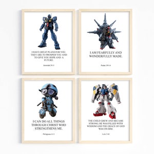 Kids Bible Verse Wall Art, Transformers, Scripture Prints for Kids, Boy ...