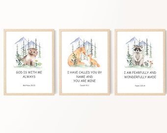 Kids Bible Verse Wall Art Christian Child Decor Woodland | Etsy