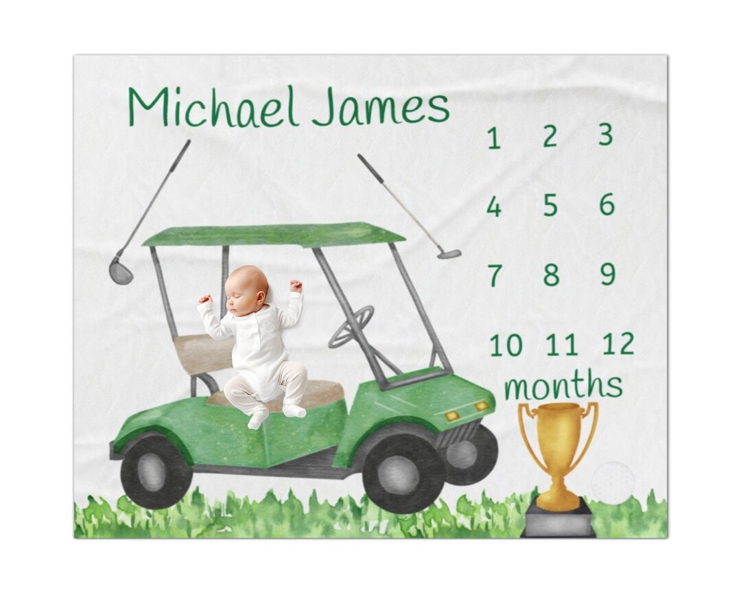 Baby Boy Golf Blanket, Personalized Milestone Blanket Golf, Custom Baby ...
