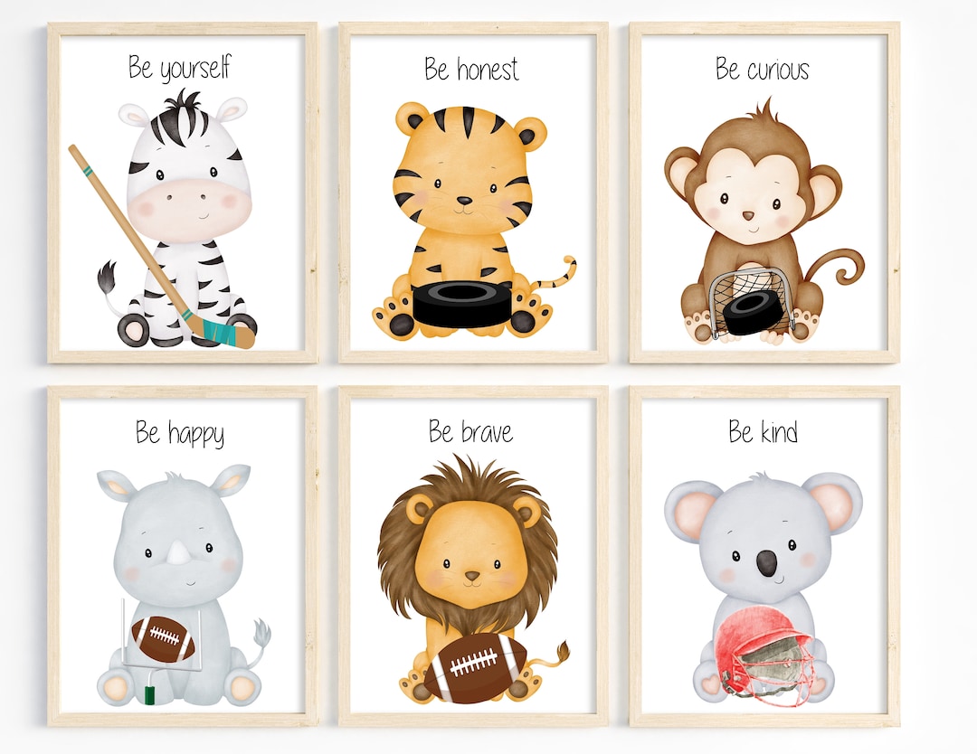 Animal Sports Nursery Art, Nursery Sports Decor, Animal Sports Prints ...