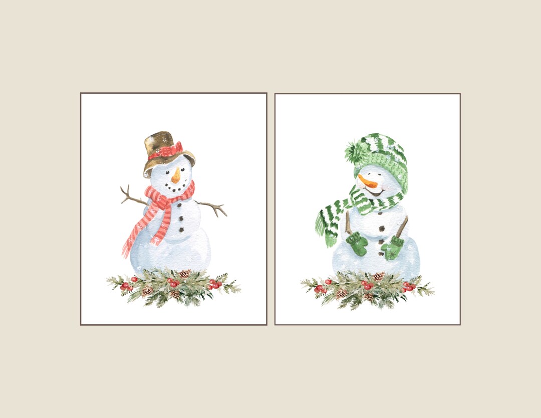 Snowman Printables, Holiday Decor Print Set, Children's Christmas Party ...