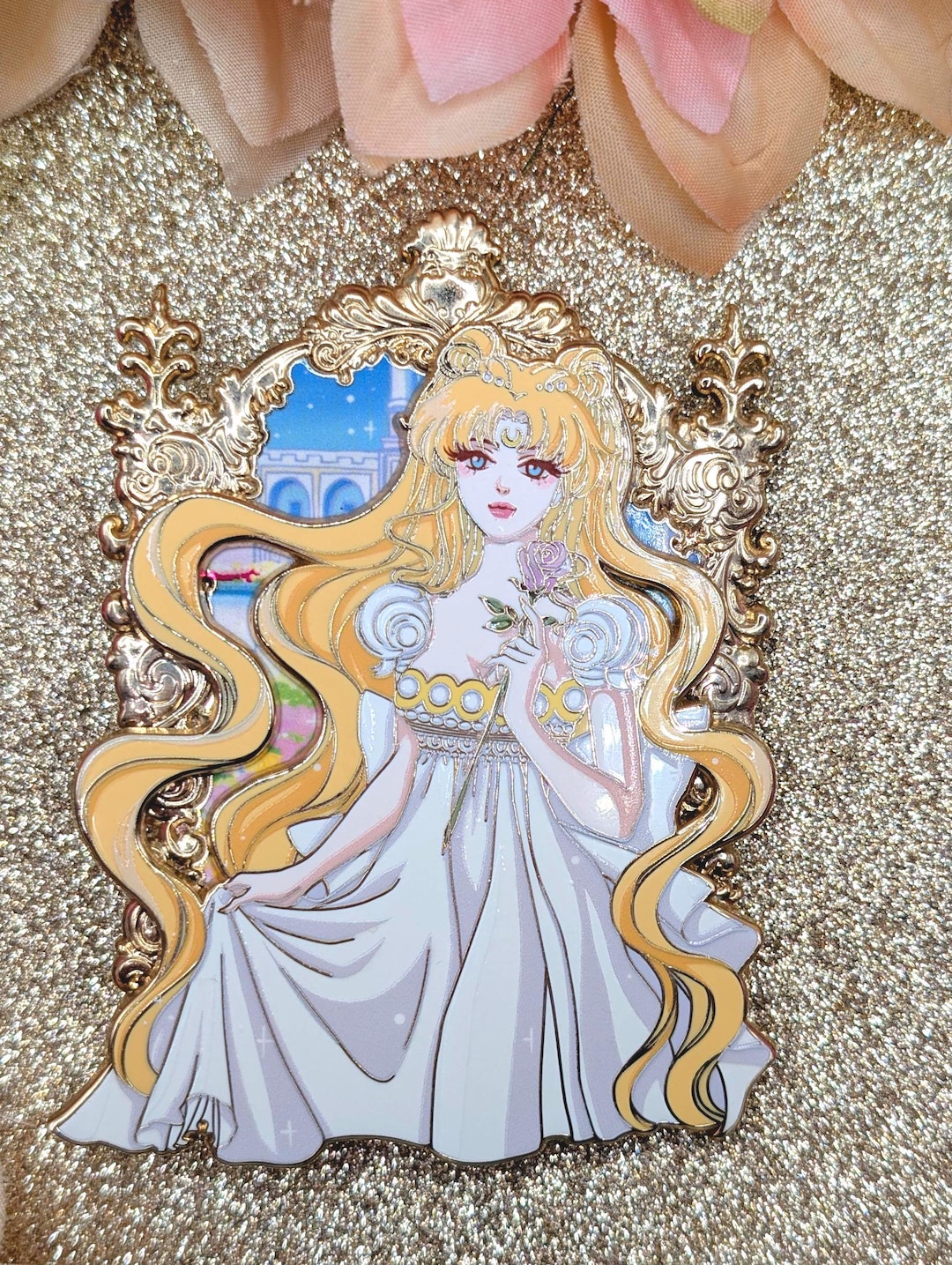 Princess Serenity Queen Pink Rose Moon Kingdom Enamel Pin - Etsy