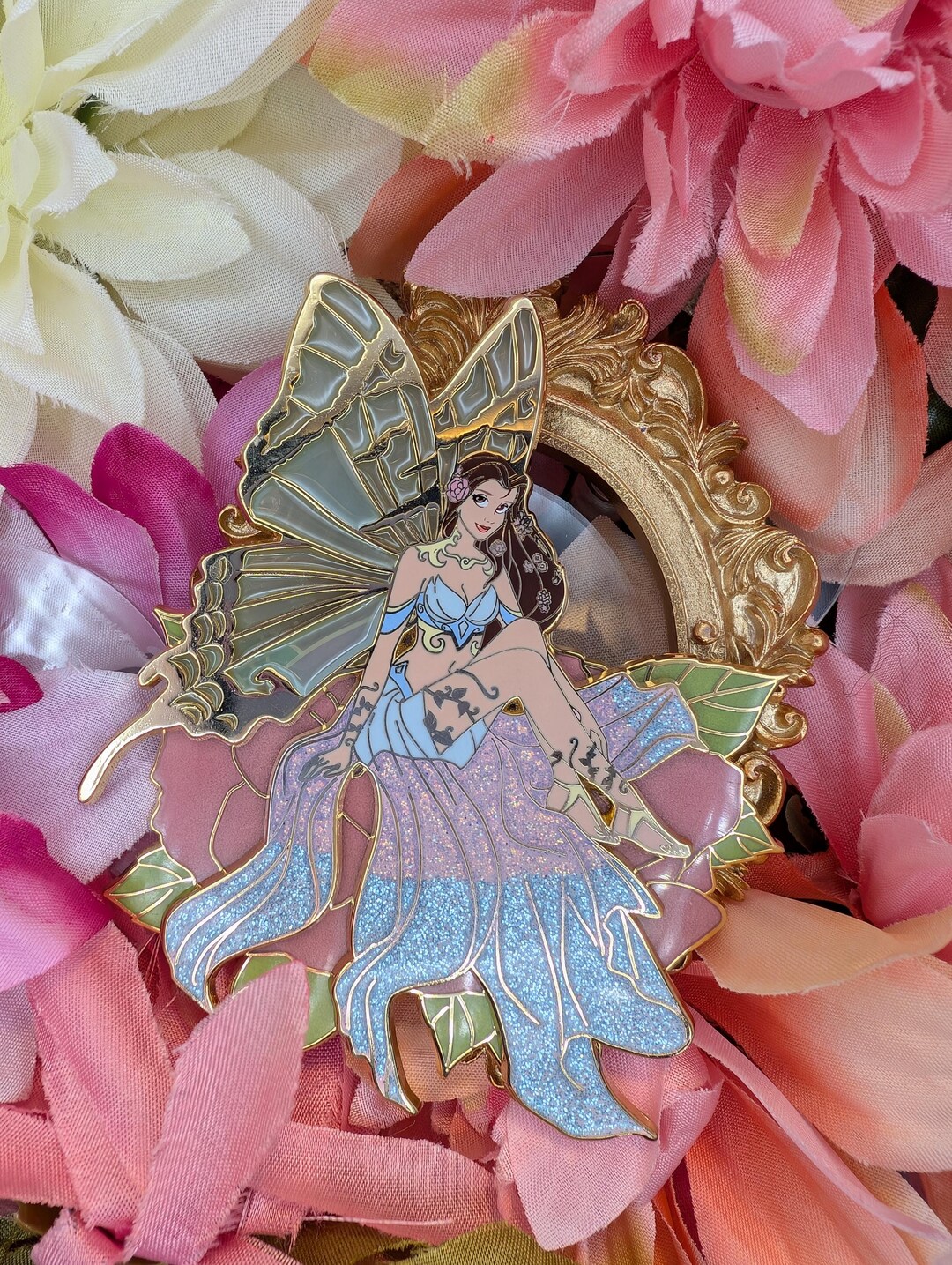 Disney Princess Belle Butterfly Fairy Flower Girl Pin Beauty and the ...