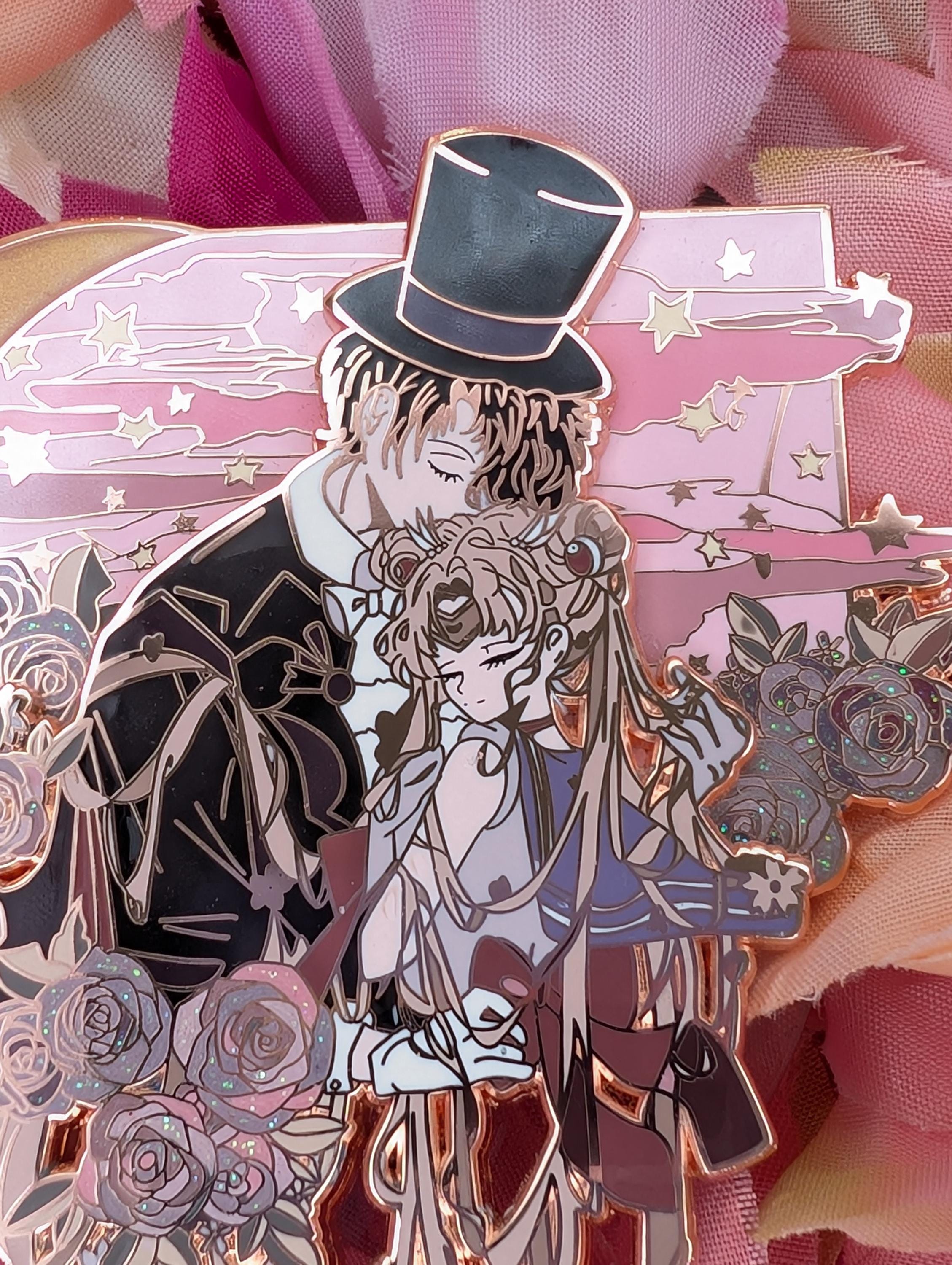 Tuxedo Kamen Mask Sailor Moon Usagi Pink Vaporwave Embrace Pin - Etsy