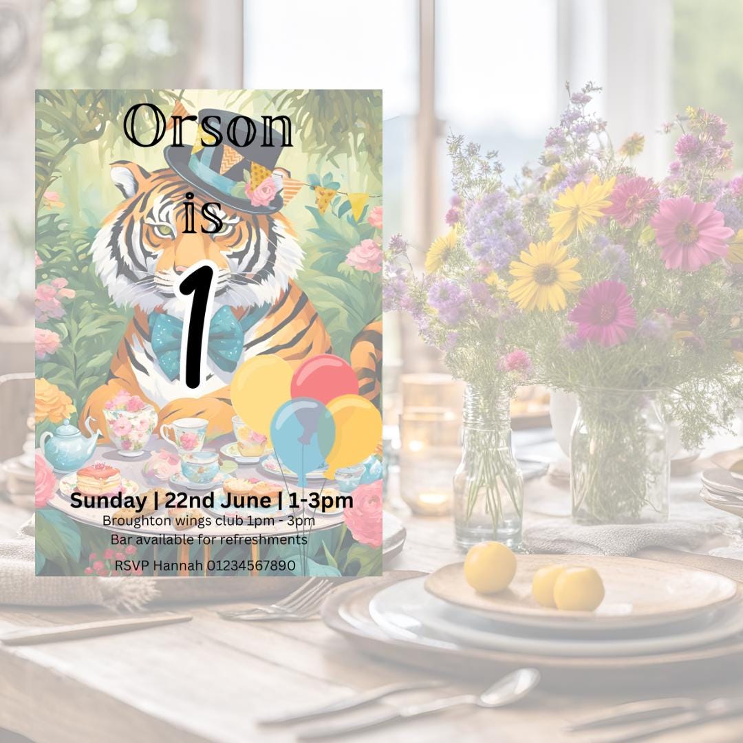 Tiger Tea Party Invitation - Etsy