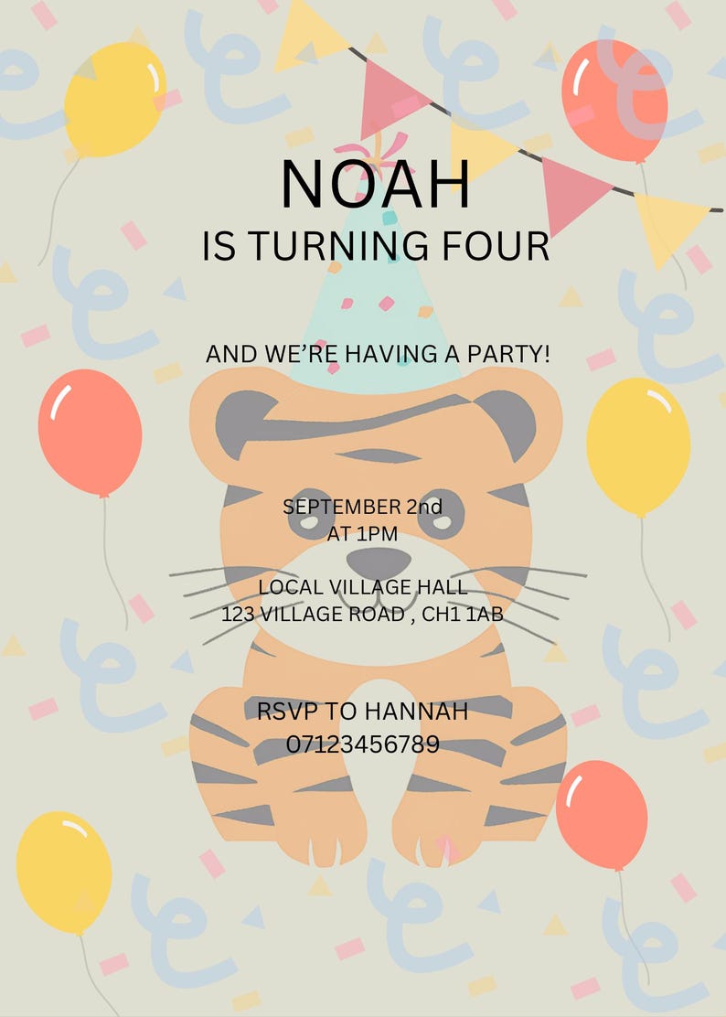 Tiger Party Invitation - Etsy