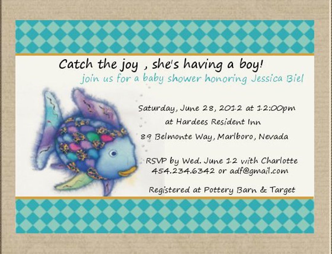 Rainbow Fish Baby Shower Invitation: Custom Printable Card - Etsy