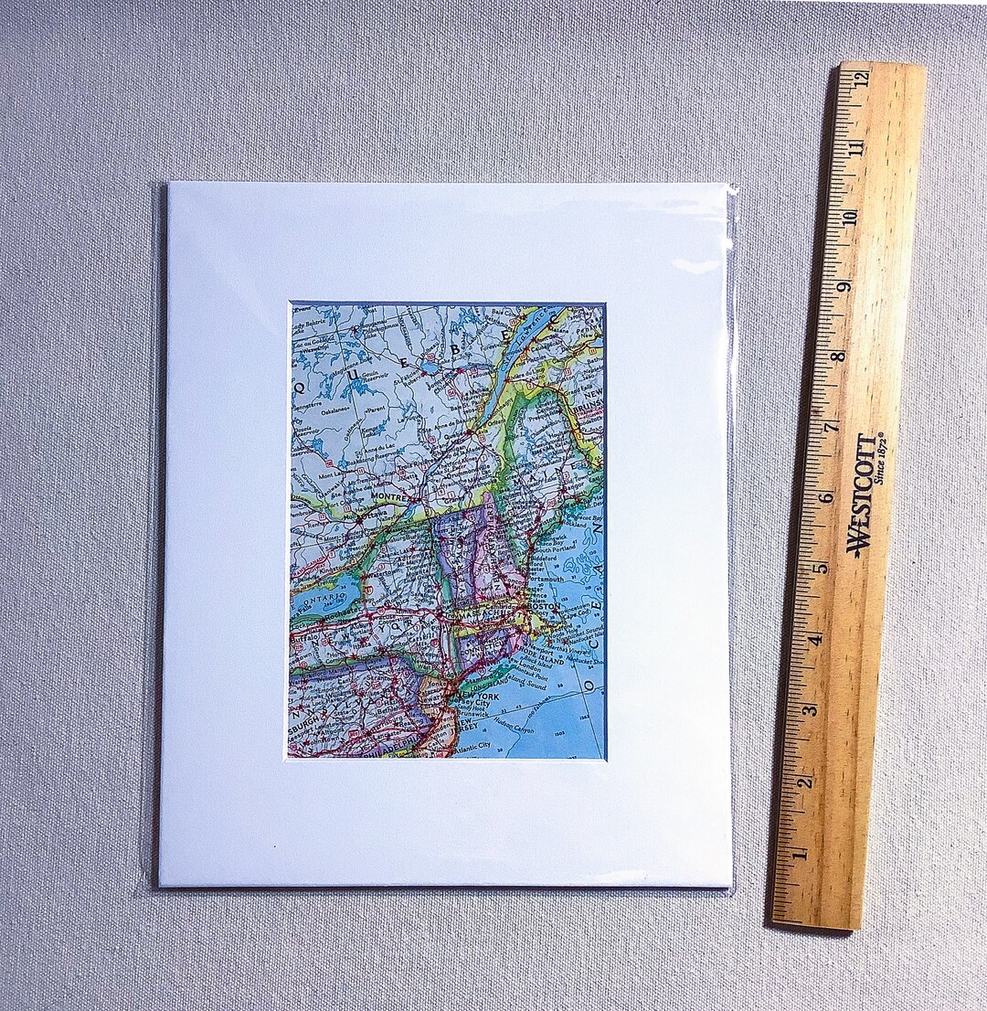 New England and Quebec Vintage Map, Matted and Ready to Frame - Etsy