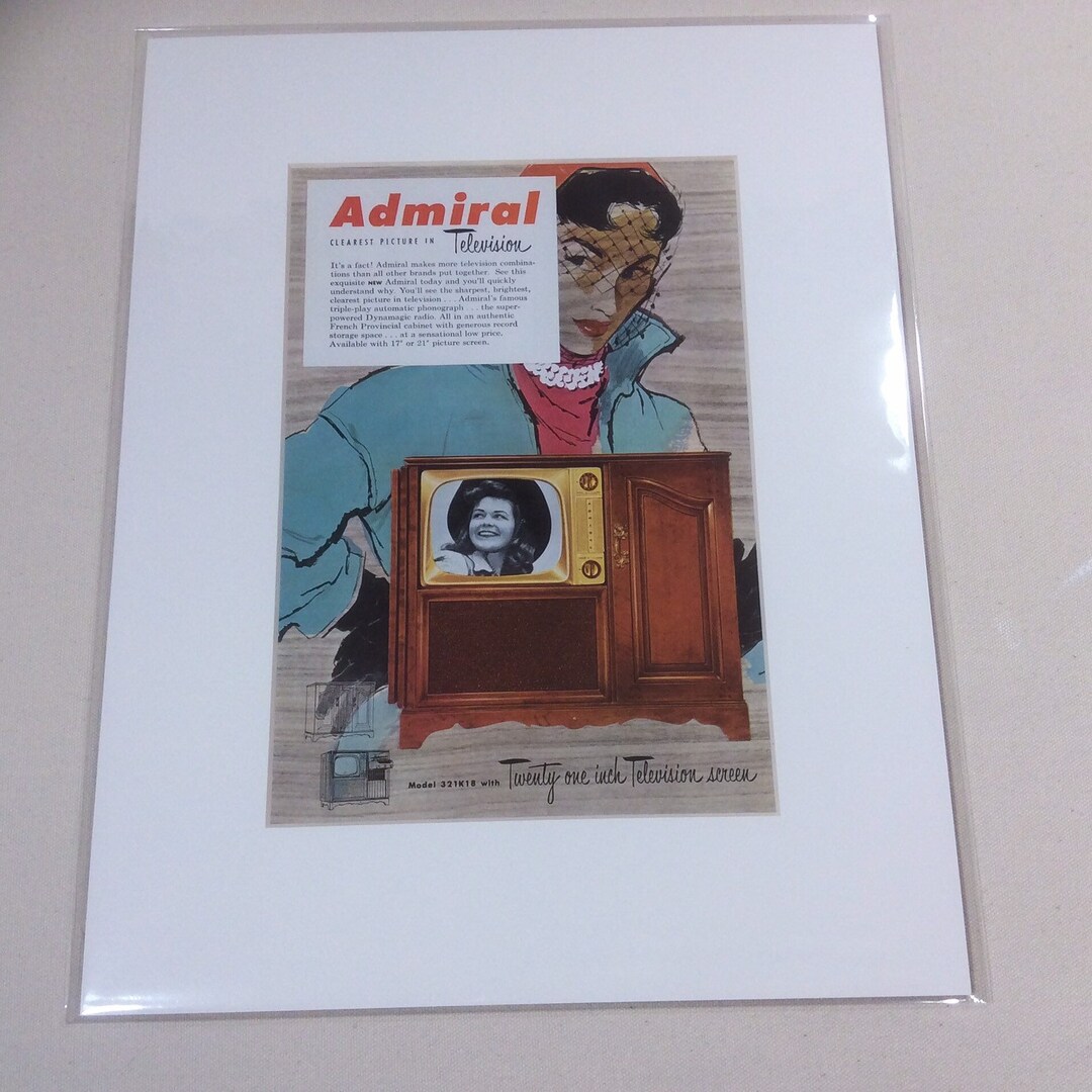 1951 Admiral Television Ad Matted and Ready to Frame - Etsy
