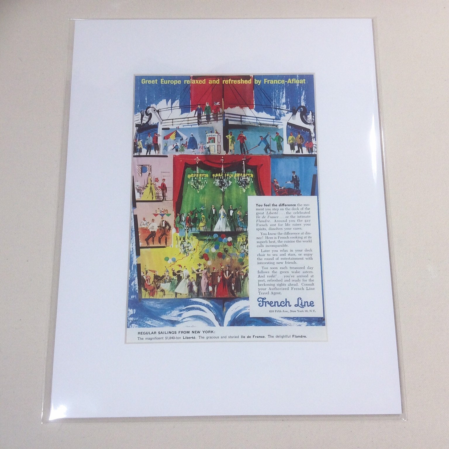 1958 French Line Cross Section Ad, Matted and Ready to Frame - Etsy ...