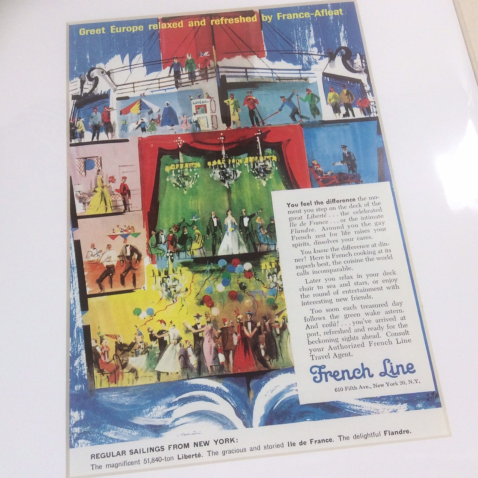 1958 French Line Cross Section Ad, Matted and Ready to Frame - Etsy ...