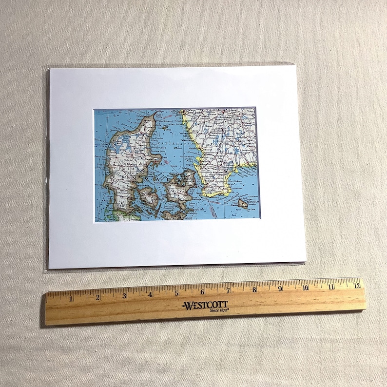 Map of Denmark, Matted and Ready to Frame - Etsy