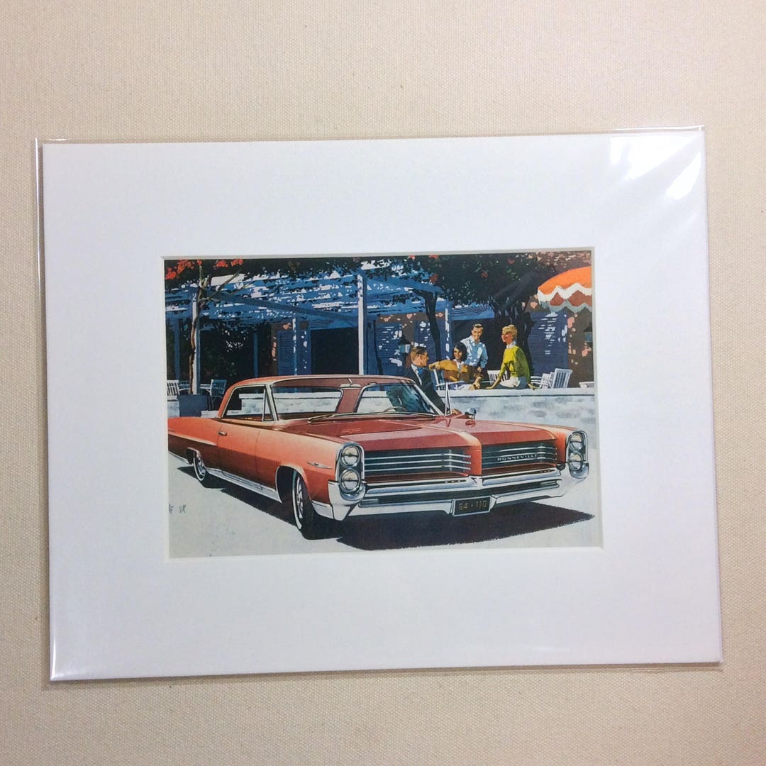 1964 Bonneville Automobile Ad Vignette in 8" X 10" Matt - Ready to ...