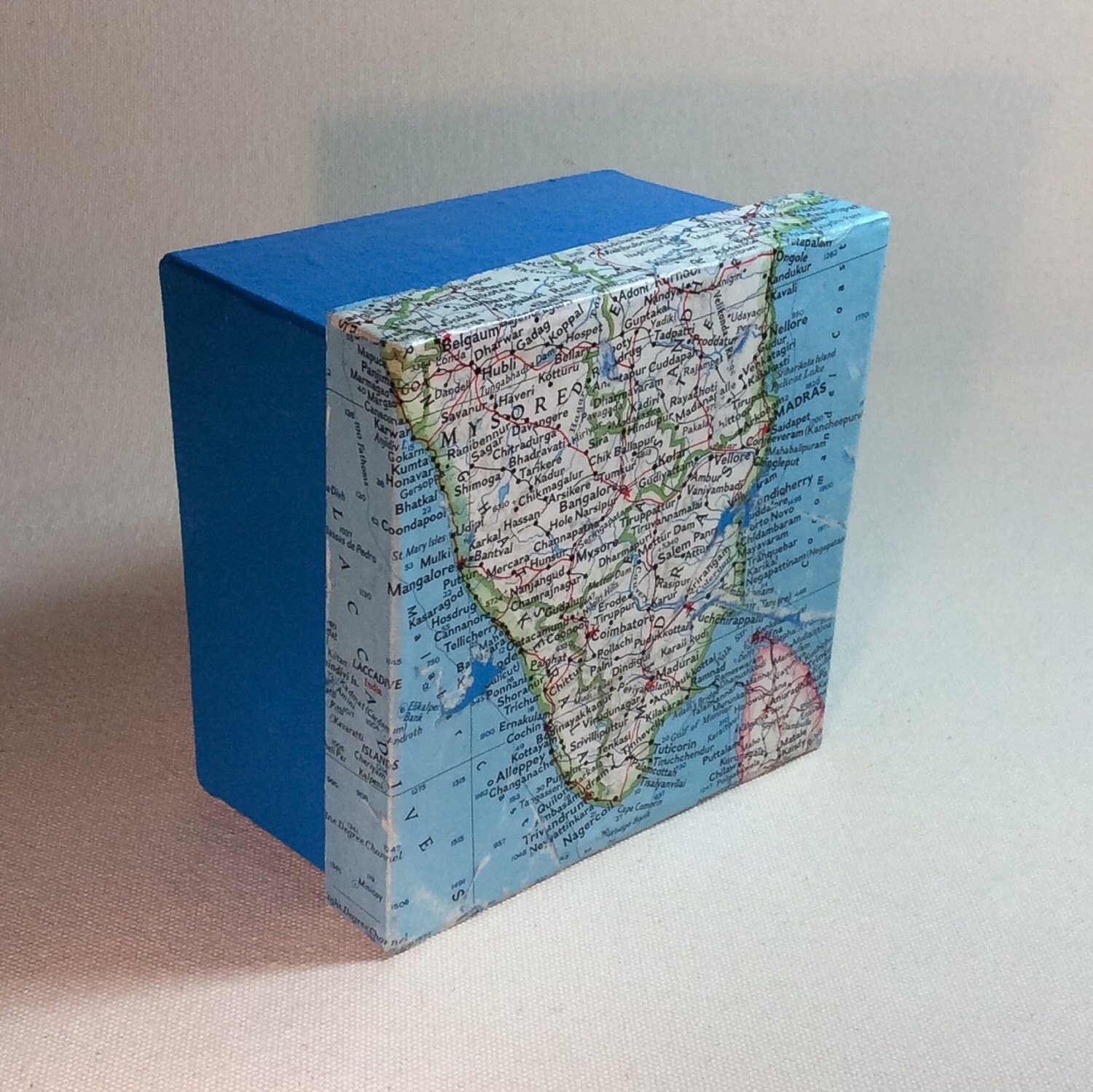 Vintage Southern India Map Box - Etsy