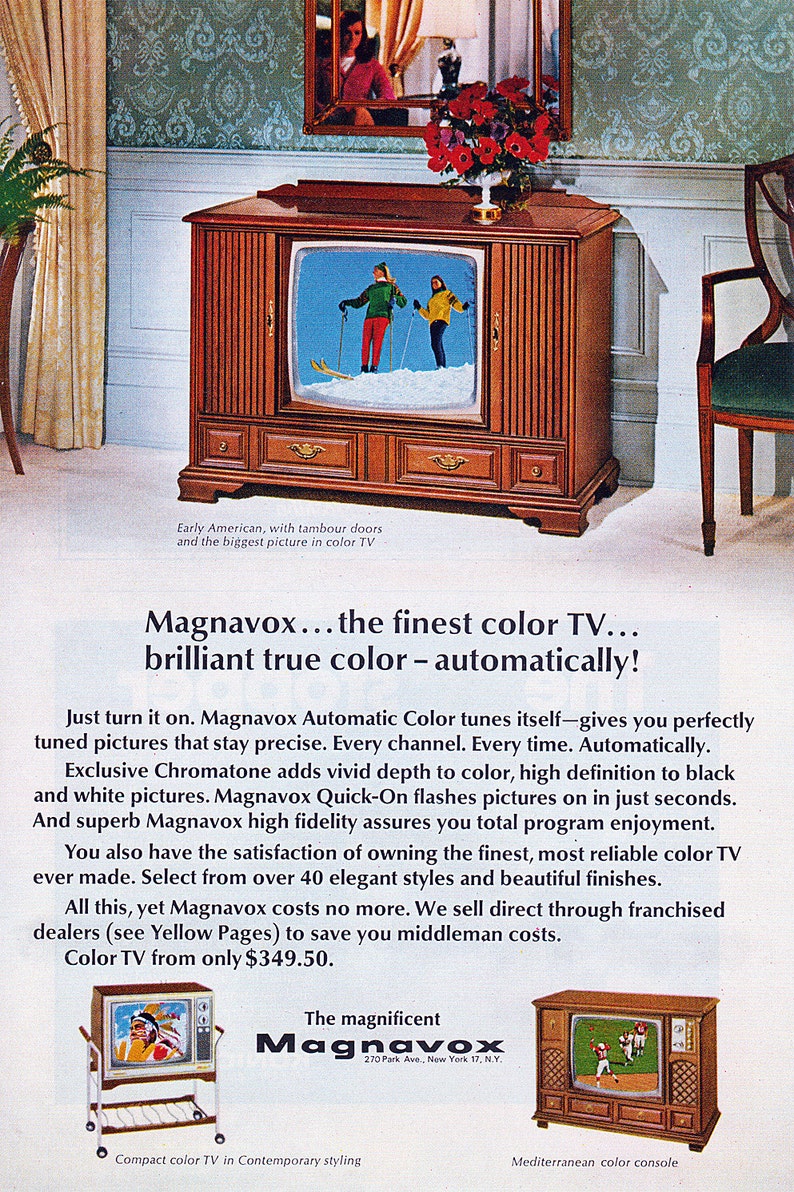 Magnavox...the Finest Color TV Ad 1967 - Etsy