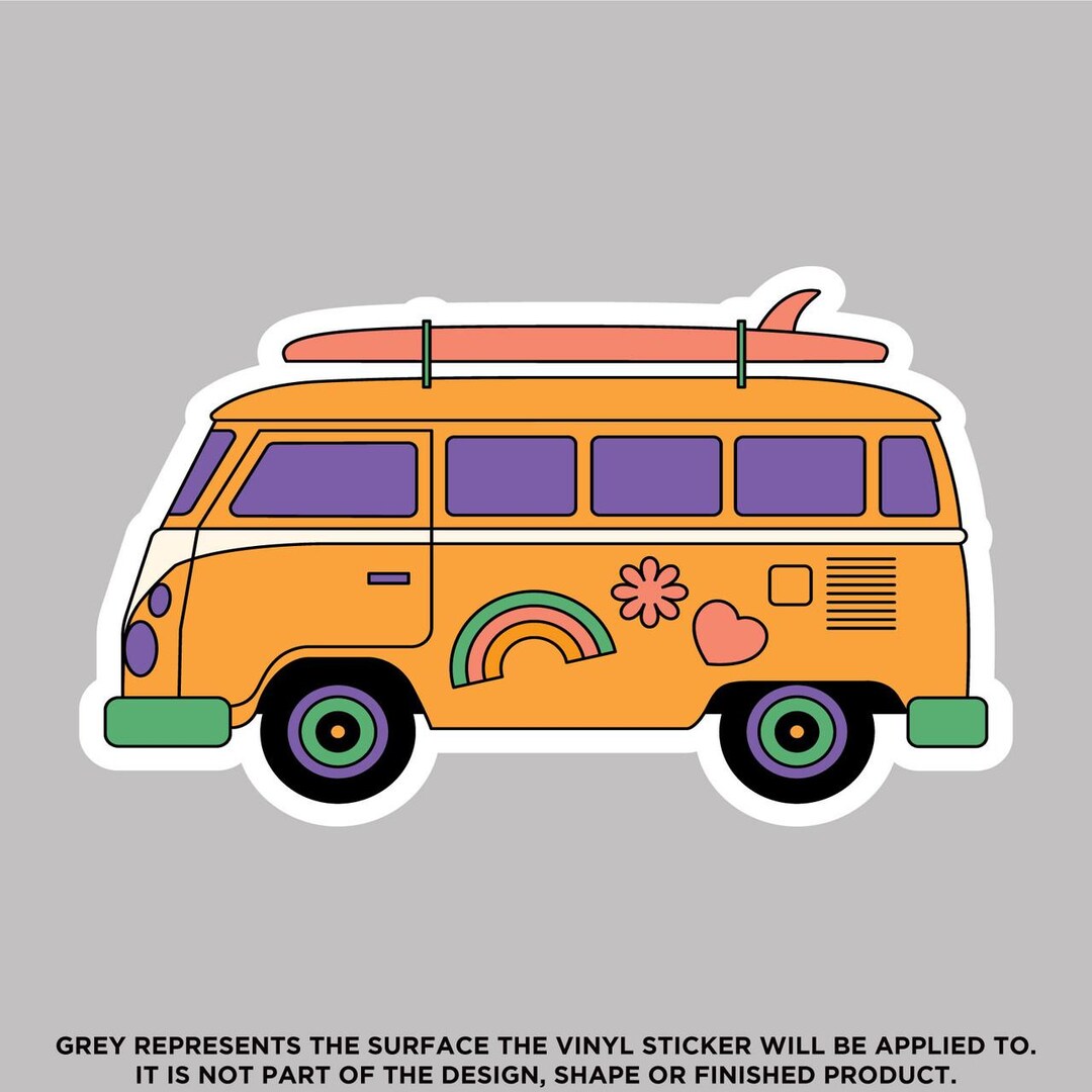 VW Bus Vinyl Sticker: Rainbow Surfboard, Waterproof Car Decal - Etsy