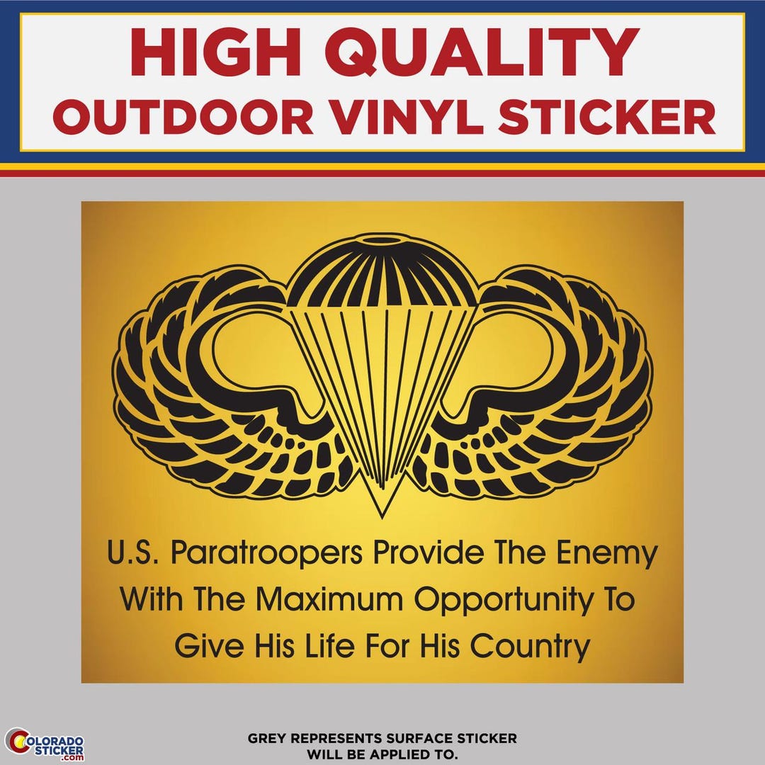 U.S. Paratrooper Vinyl Sticker: Funny Military Quote - Etsy