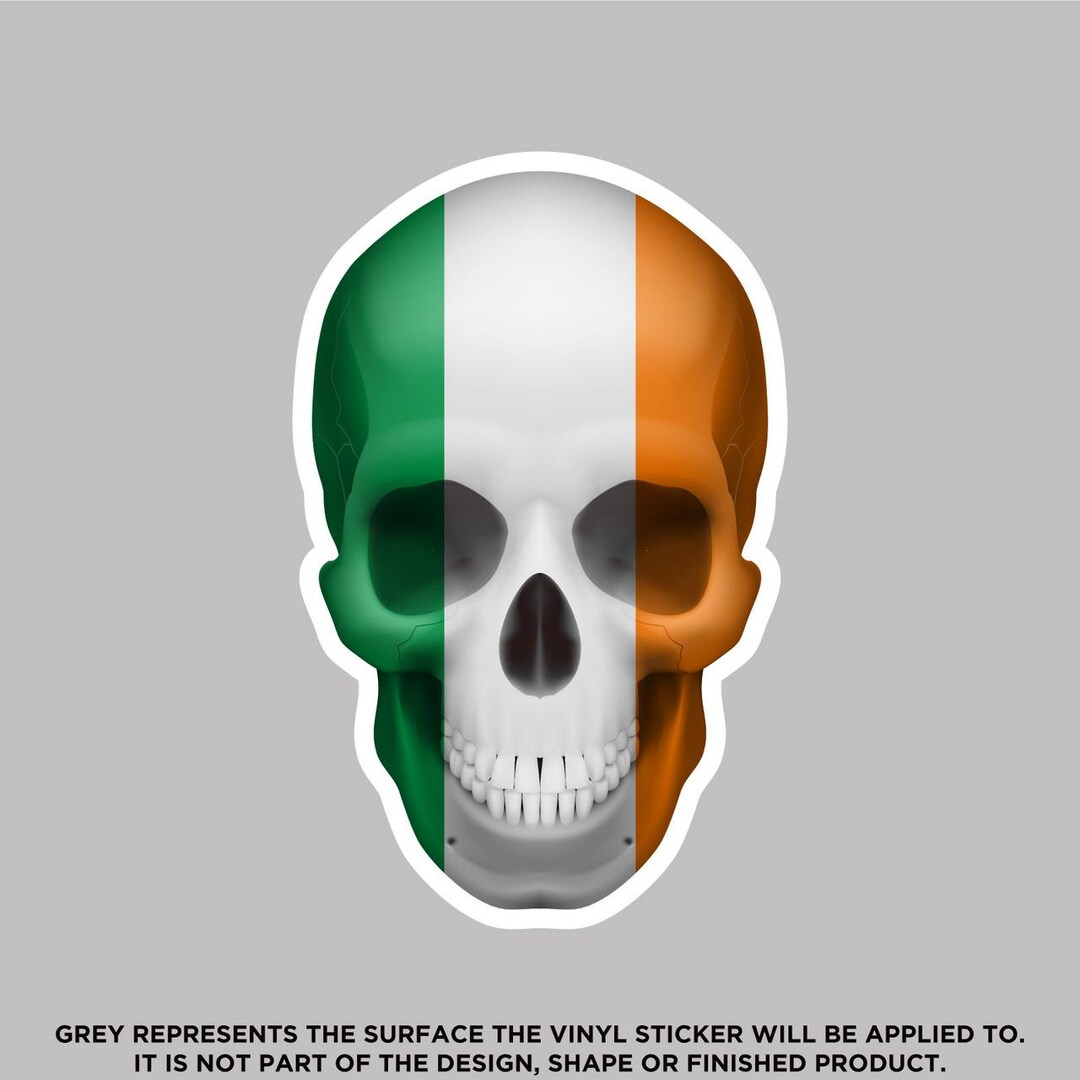 Irish Flag Skull Vinyl Sticker: Waterproof Decal - Etsy