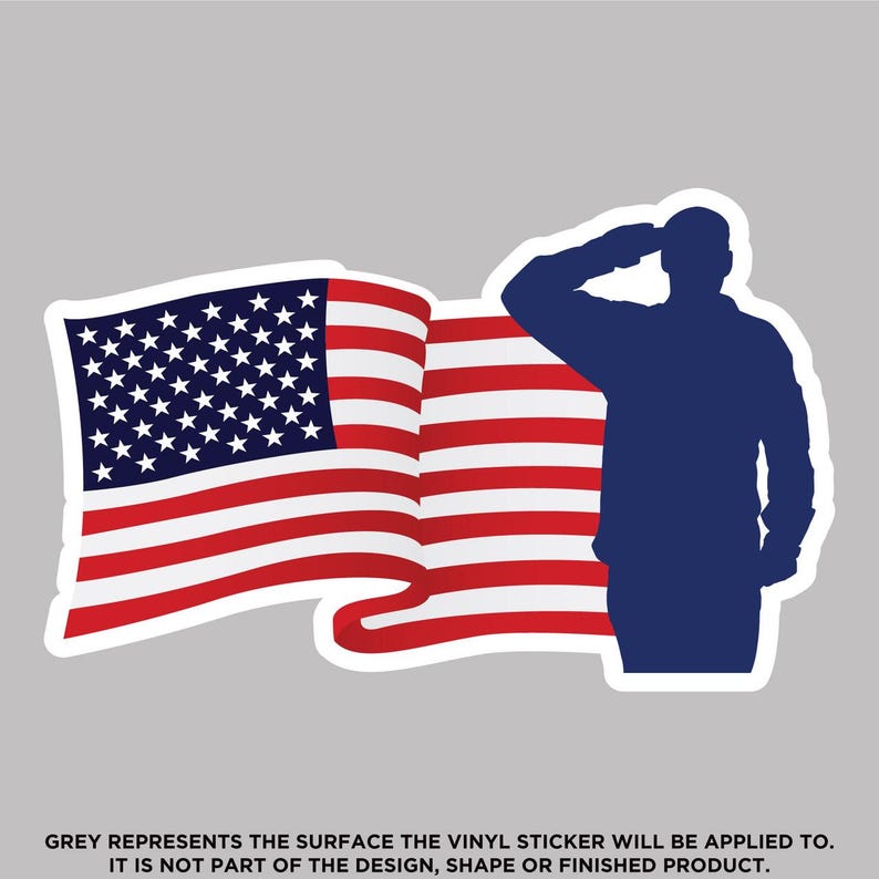 American Flag Vinyl Sticker: Saluting Soldier, High-gloss Finish - Etsy