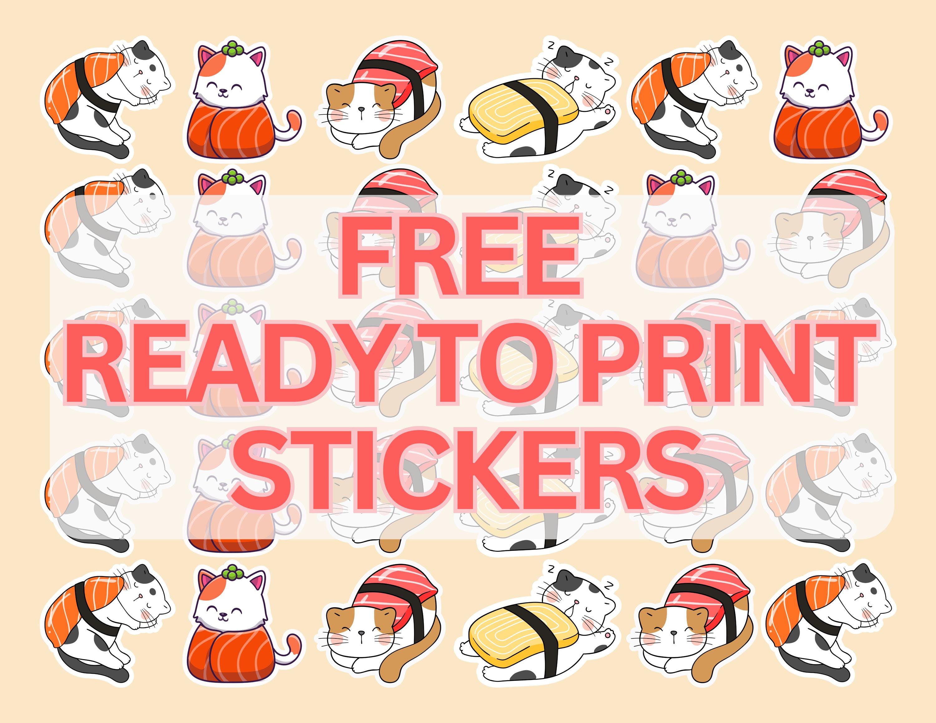 Cat Sushi Magnetic Bookmarks: Kawaii Kitten Stationery (digital ...