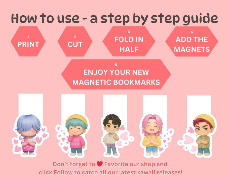 K-pop Idols Saja Boys Printable Magnetic Bookmarks | Digital PNG ...