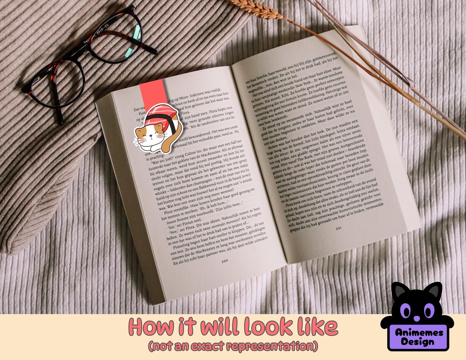 Cat Sushi Magnetic Bookmarks: Kawaii Kitten Stationery (digital ...