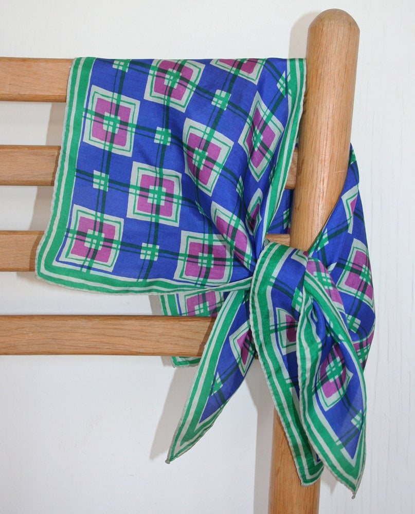 Early Vera Split Wingtip Scarf. Checkers in Electric Blue - Etsy
