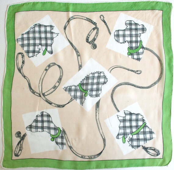 1950s dog lovers scarf. Vintage scarf, dogs, leashes,… - Gem