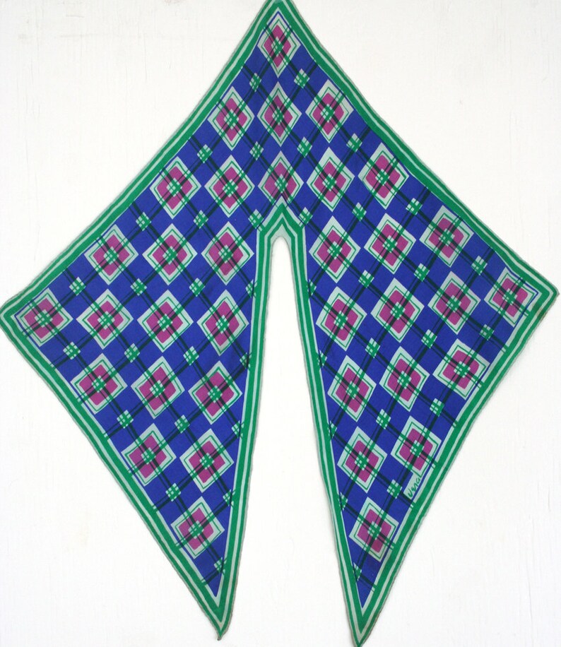 Early Vera Split Wingtip Scarf. Checkers in Electric Blue - Etsy