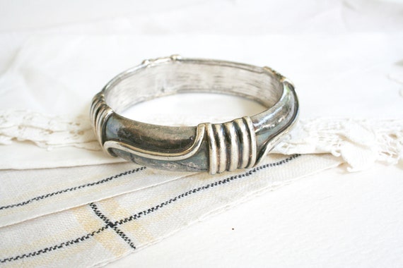 Brian Bergner silver bangle. Modernist bracelet, brut… - Gem