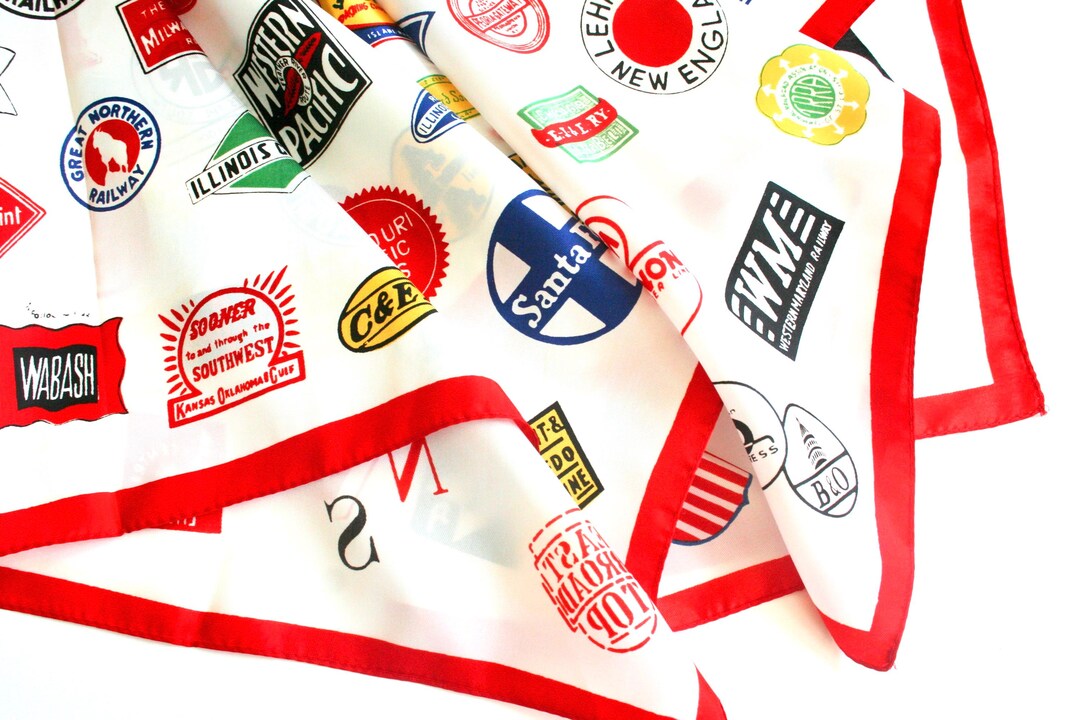 Vintage Railroad Themed Scarf. Railway Train Company Logo Scarf ...