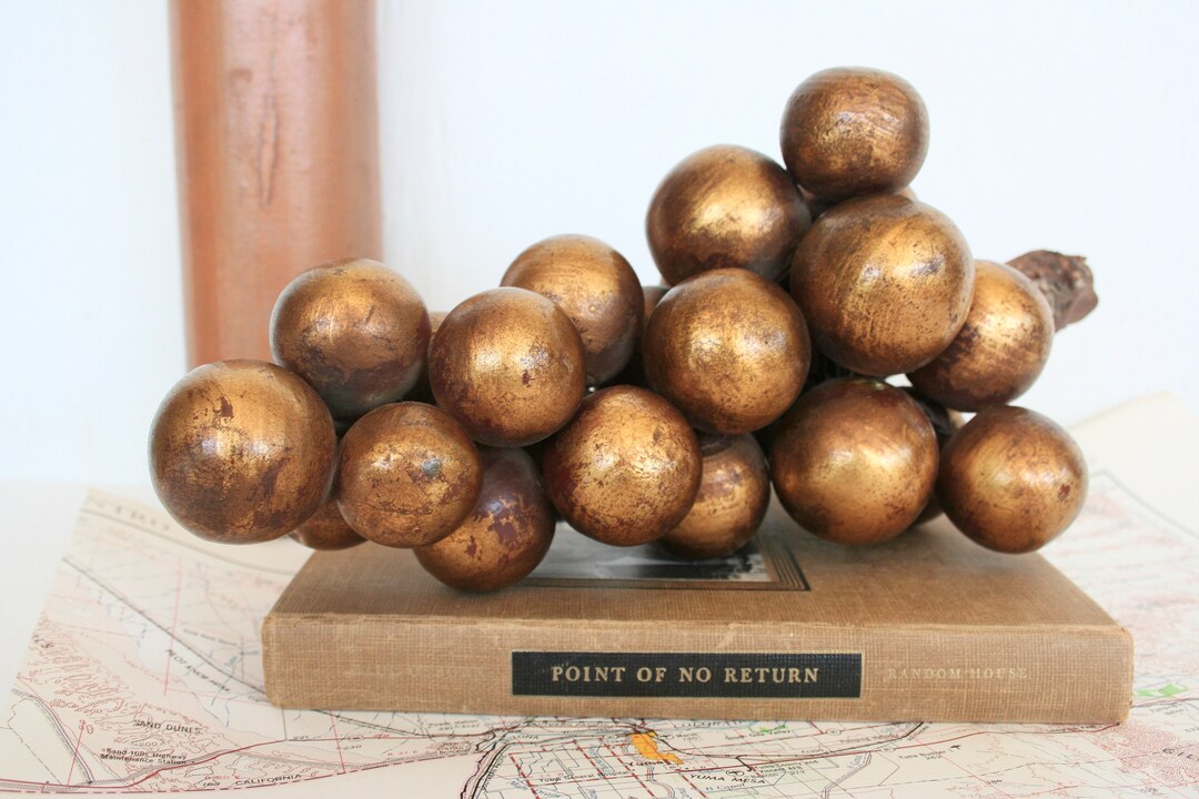 Mid Century Antique Gold Finish Grapes. Grape Cluster, Large Grapes ...