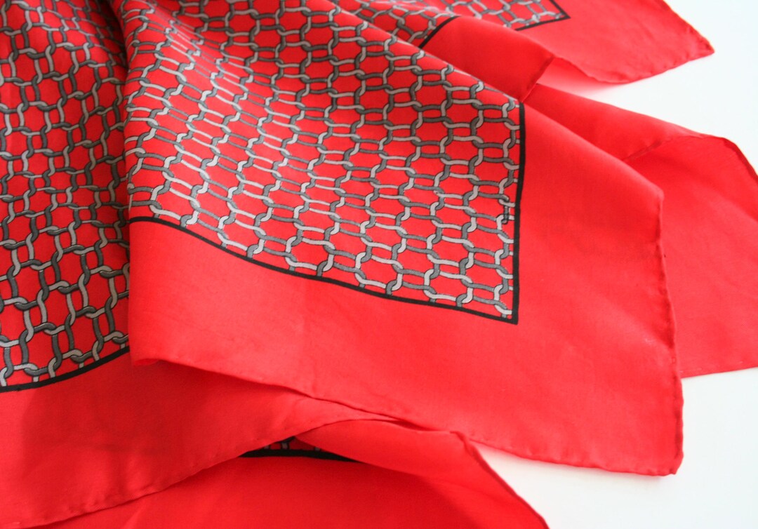 Vintage Silk Scarf. Cain Link Pattern, Chain Mail Pattern, Ornate ...