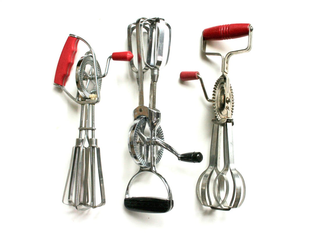 Three Vintage Rotary Hand Mixers, Egg Beaters, Functional, Mid Century ...