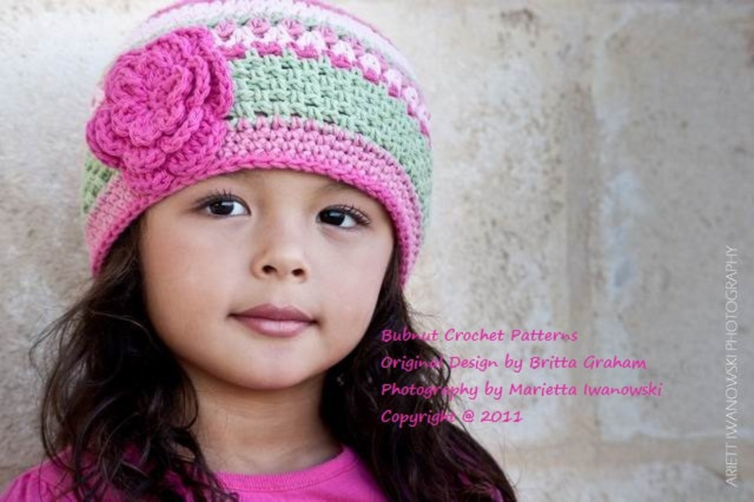 Girls Hat Crochet Pattern - Pretty in Pink Beanie No.p114 Baby Toddler ...