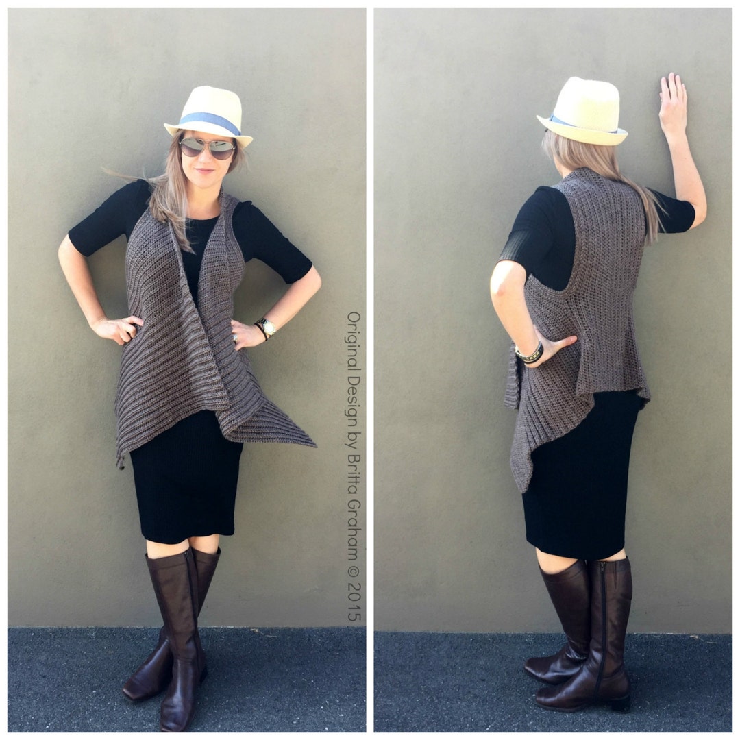 Easy Crochet Vest Pattern Waterfall Style No.933 Digital Epattern ...