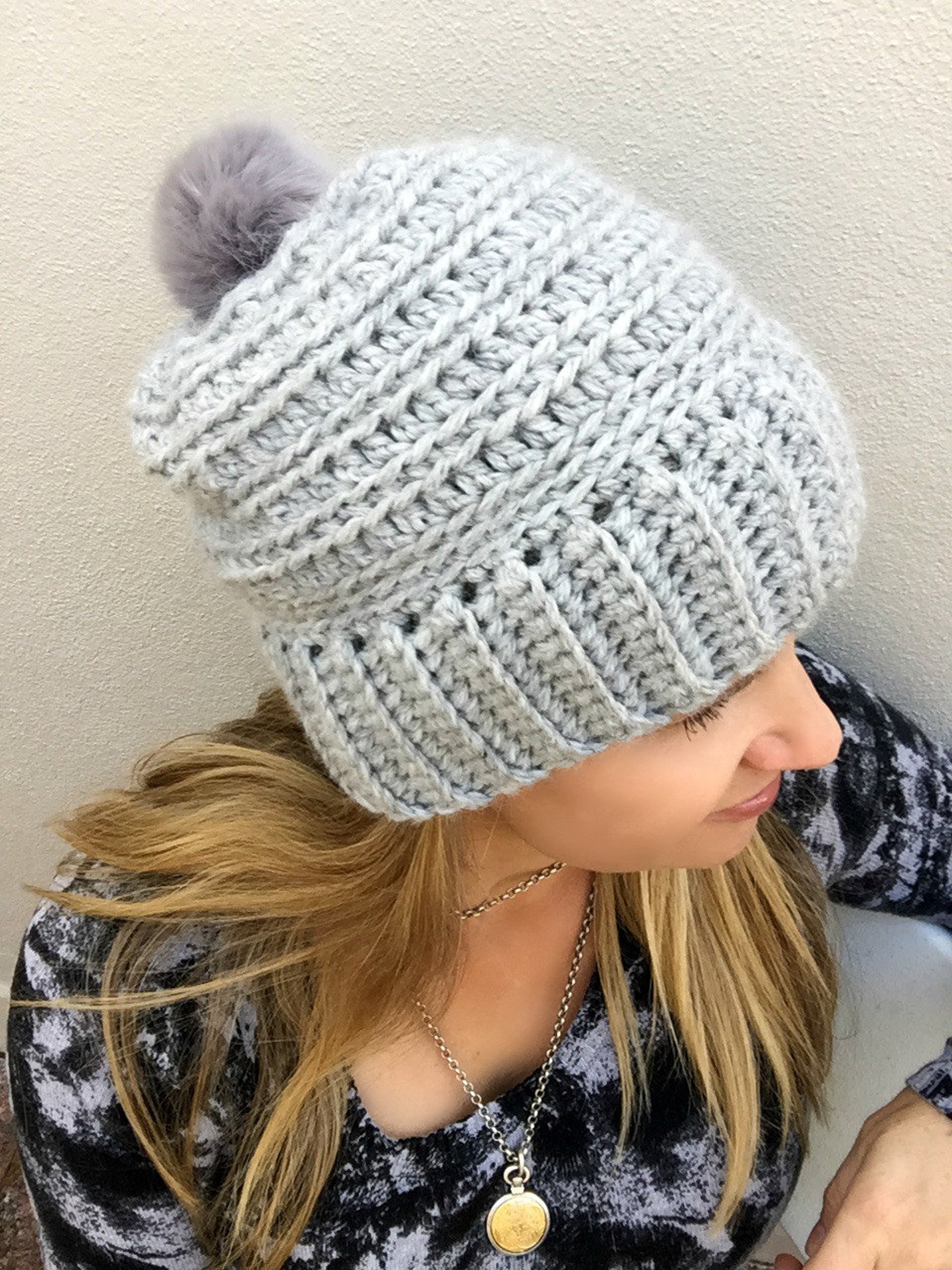 Slouchy Crochet Hat Pattern for Chunky Yarn No.240 Digital | Etsy