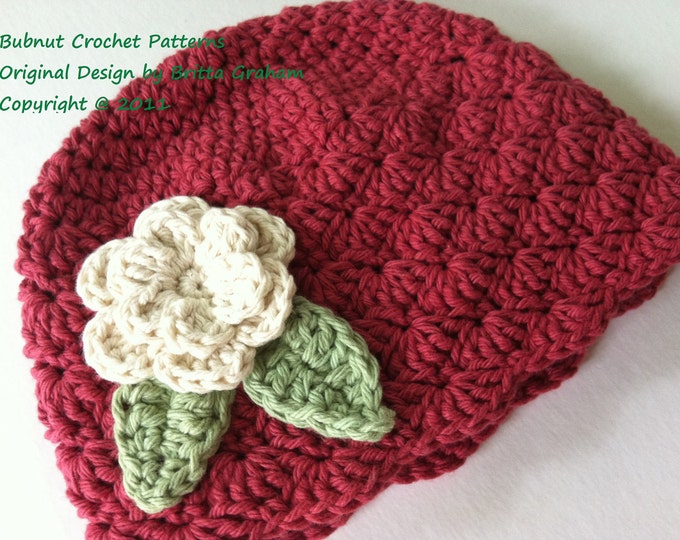 Shell Stitch Cap Crochet Hat Pattern No.113 SEVEN Sizes Epattern ...