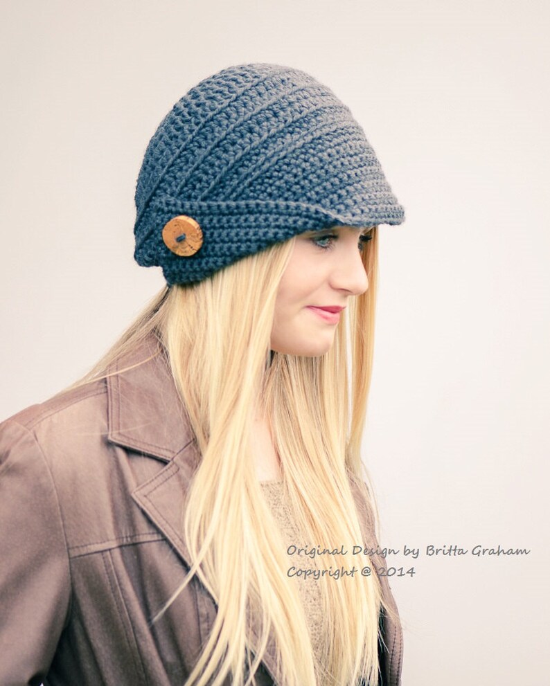 Crochet Hat Pattern - Easy Peasy Button-up Brimmed Newsboy Cap No.310 ...