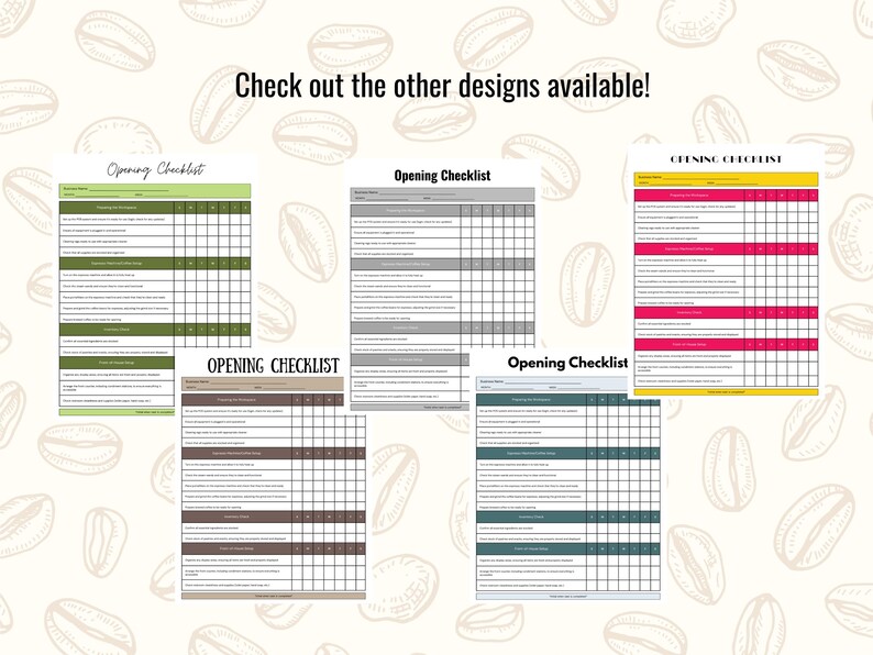 Barista Opening and Closing Checklist Printable PDF, Cafe Checklist ...