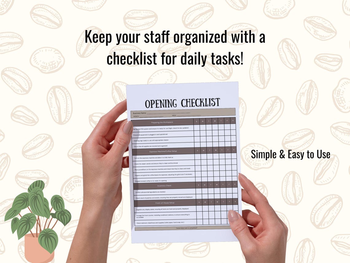Barista Opening & Closing Checklist: Coffee Shop Daily Schedule ...