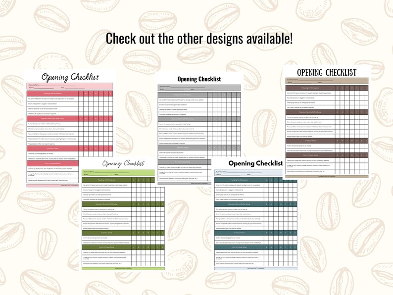 Coffee Shop Opening & Closing Checklist: Barista Training Log ...