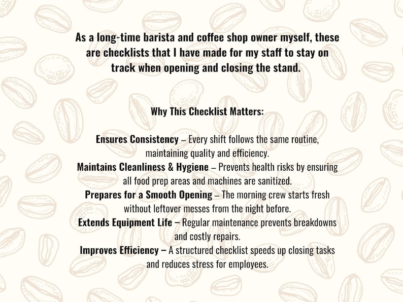 Barista Opening & Closing Checklist: Coffee Shop Daily Schedule ...