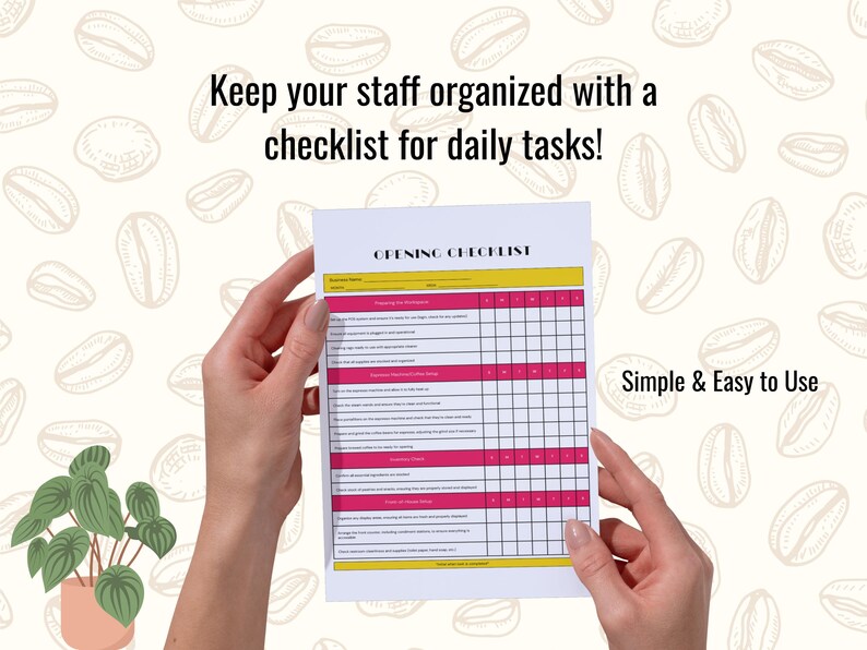 Coffee Shop Opening & Closing Checklist: Barista Training Log ...