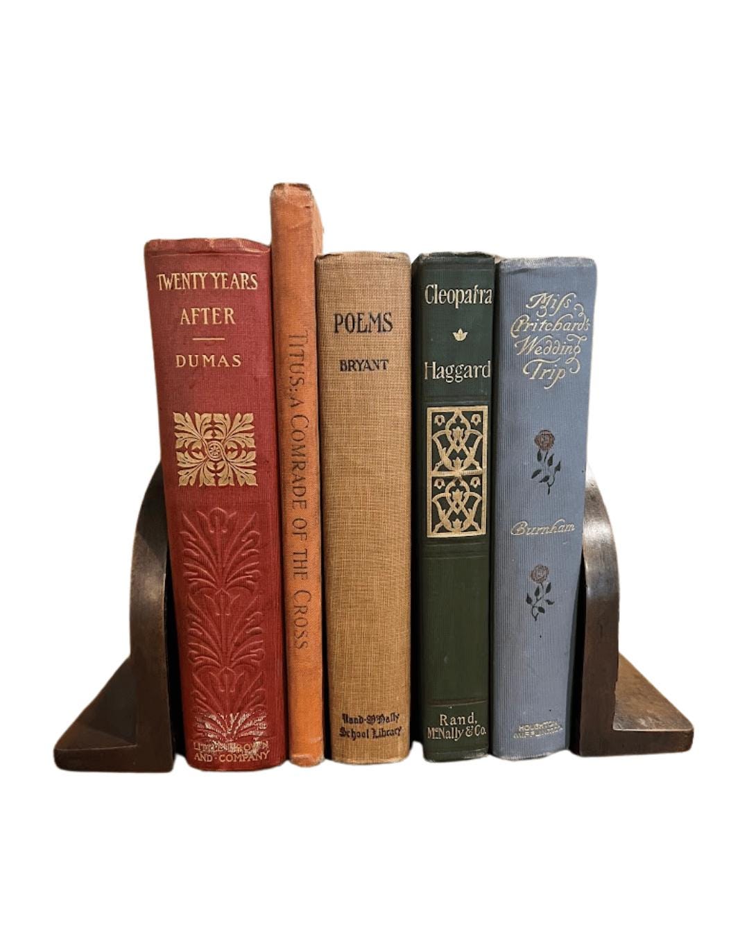 Set of 5 Antique Vintage Books Custom Color Style Hardback Paperback ...