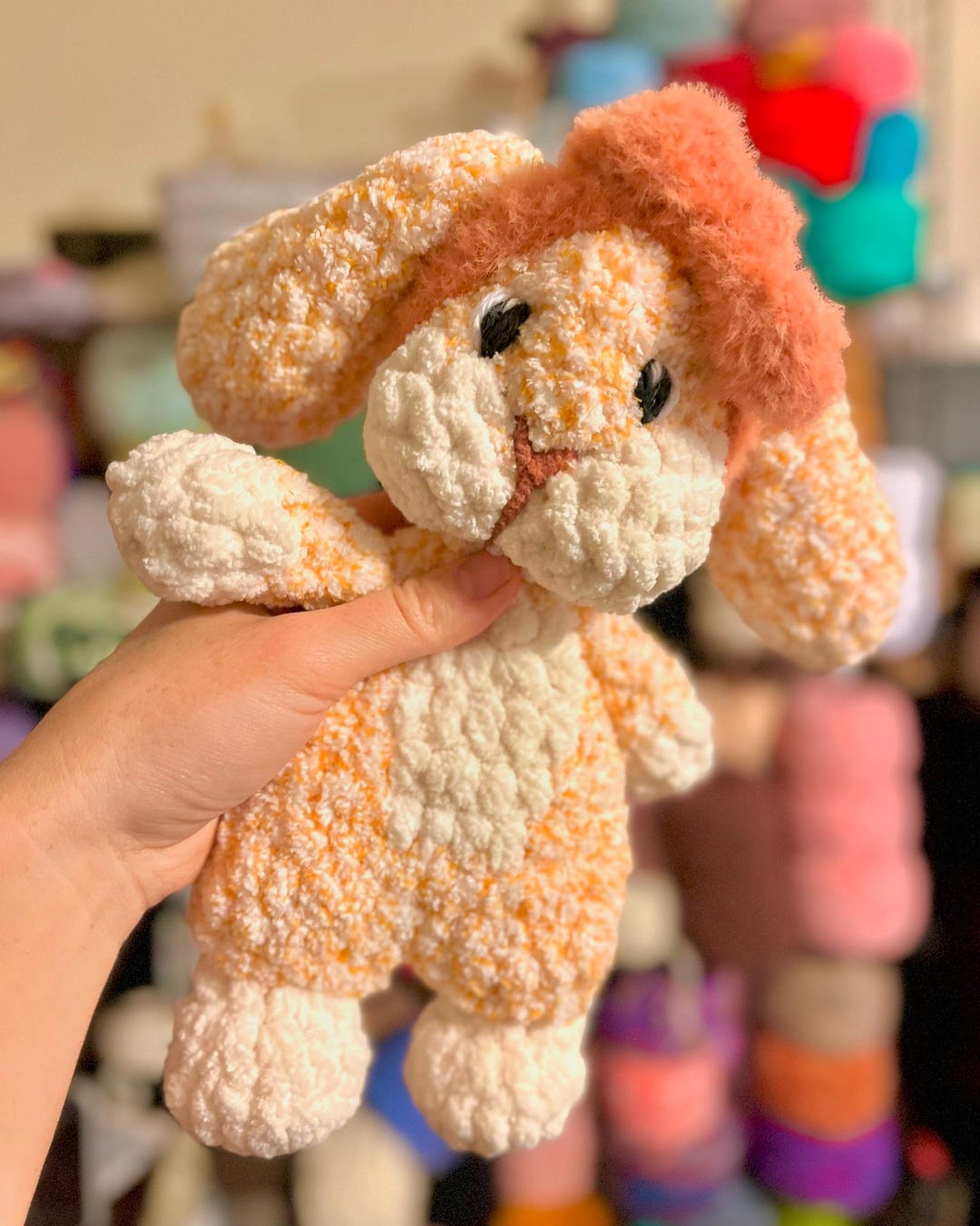 Yellow Bonnie Bunny Crochet Snuggler, Easter Basket Stuffer, Handmade ...