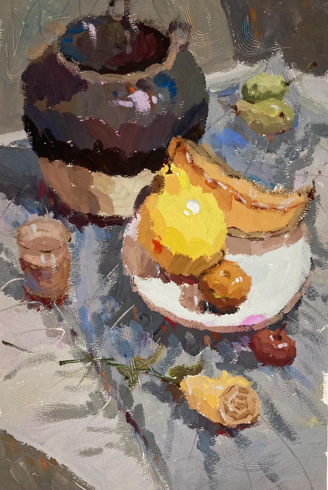 Original Gouache Fruit Still Life Painting, Studio Art (25 Cm X 37 Cm ...