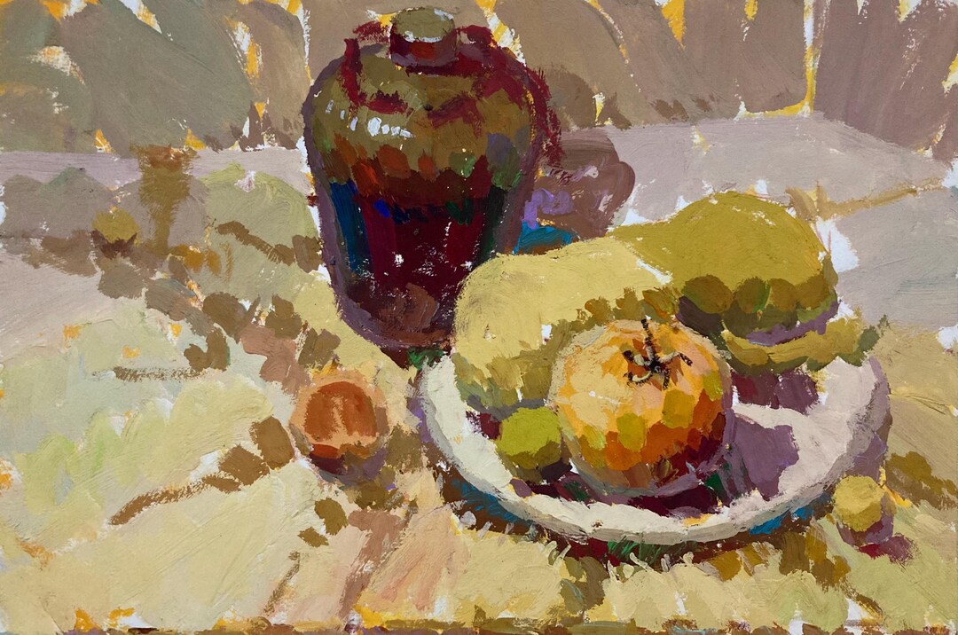 Original Still Life Gouache Painting, Fruit Art (25 Cm X 37 Cm) - Etsy
