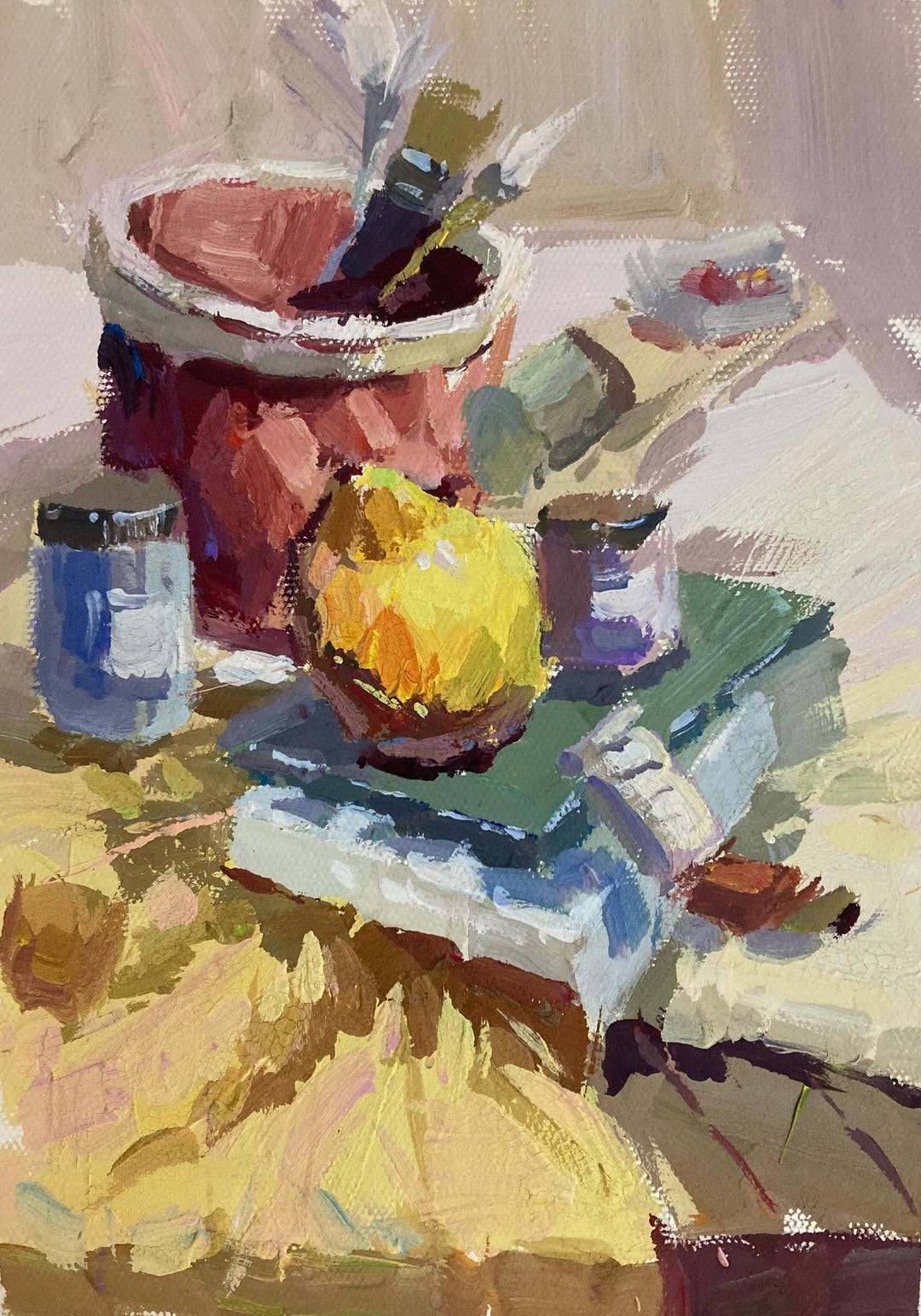 Original Fruit Still Life Gouache Painting (25 Cm X 37 Cm) - Etsy